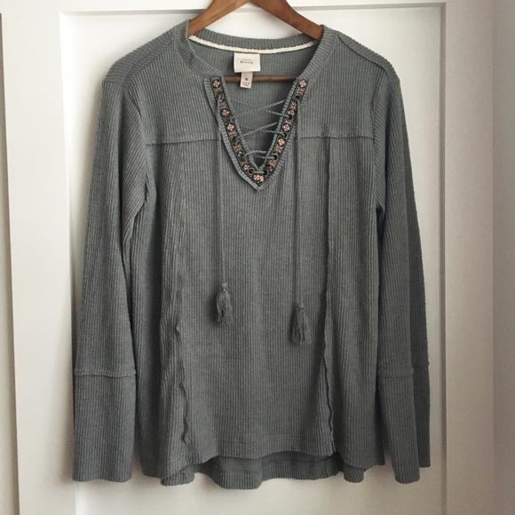 Knox Rose | Tops | Knox Rose Thermal Lace Up Top Medium | Poshmark